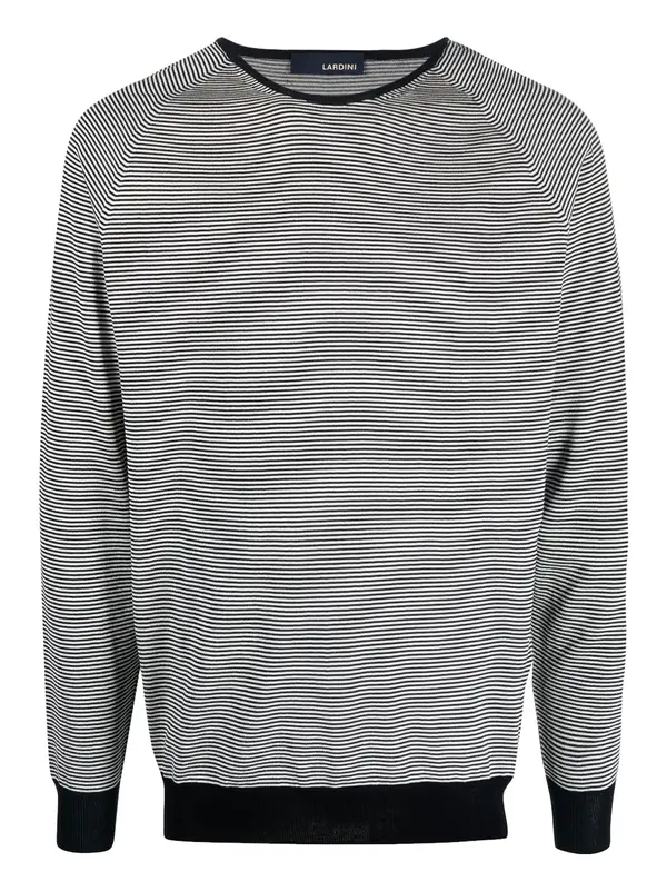 LARDINI Horizontal-stripe Crew Neck Jumper - Blue