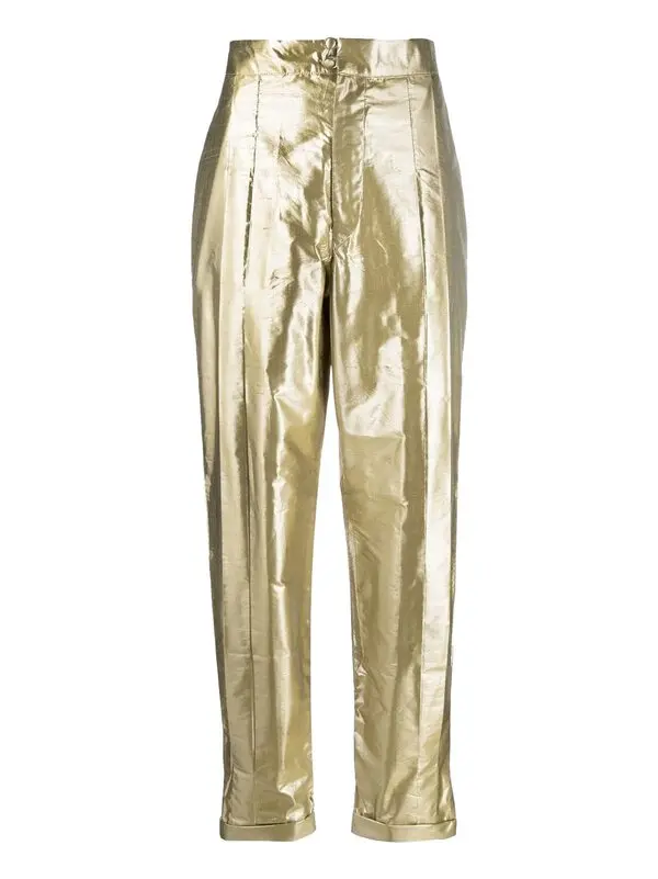 LUKHANYO MDINGI Metallic-effect Silk Trousers - Yellow