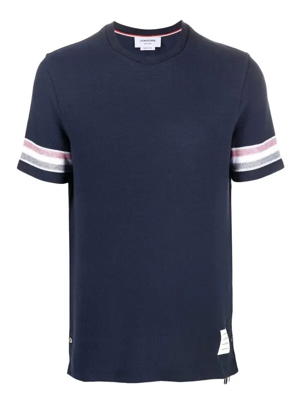 Thom Browne Tri-colour Striped Knit T-shirt - Blue