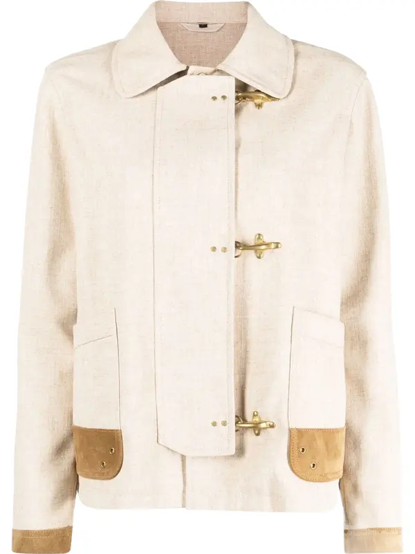 FAY Fitted Jacket With Contrasting Trim - Neutrals