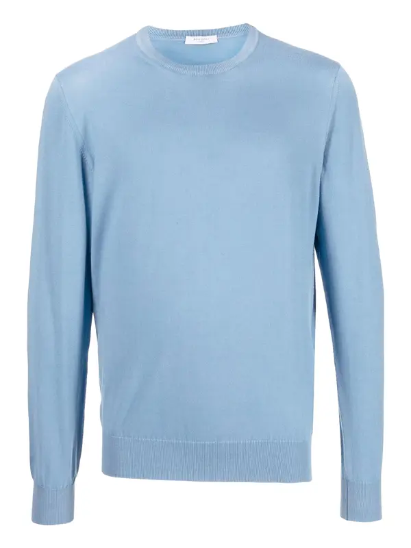 Boglioli Fine Knit Cotton Jumper - Blue