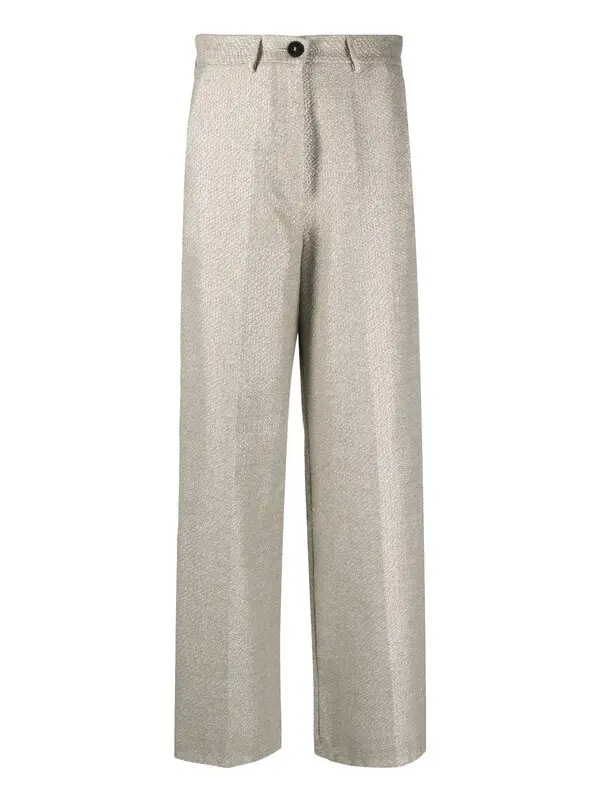 FORTE_FORTE Wide-leg Cotton-blend Trousers - Silver