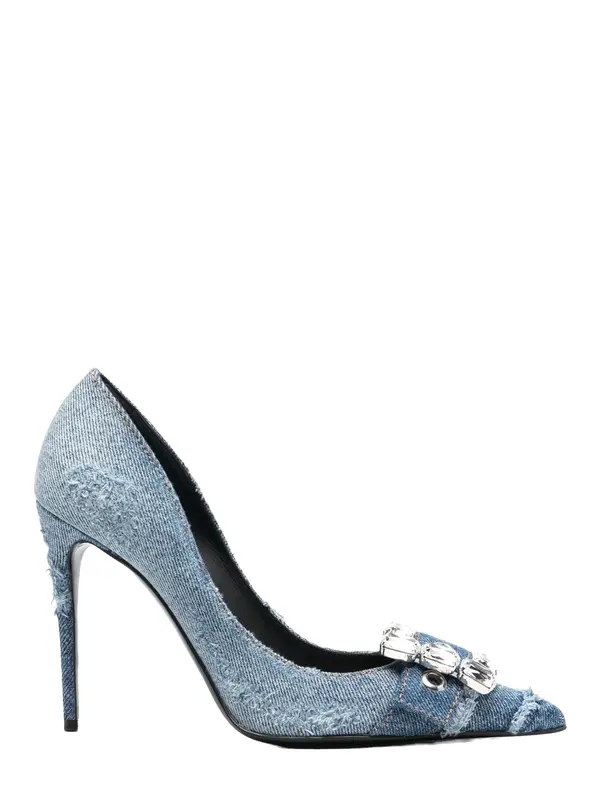 Dolce & Gabbana Crystal-embellished Denim Pumps - Blue