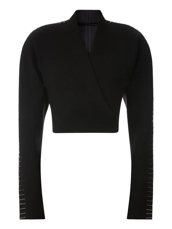 Alaïa Pin-detailed Cropped Wrap Jacket - Black