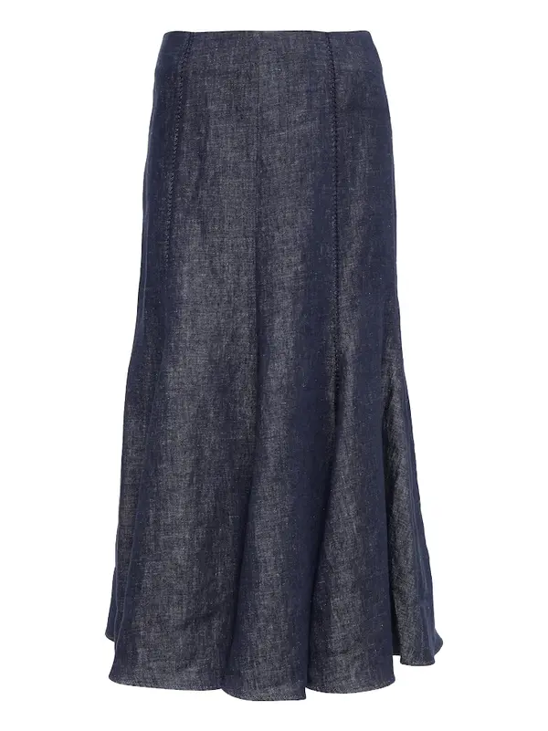 Gabriela Hearst Linen Maxi Skirt - Blue