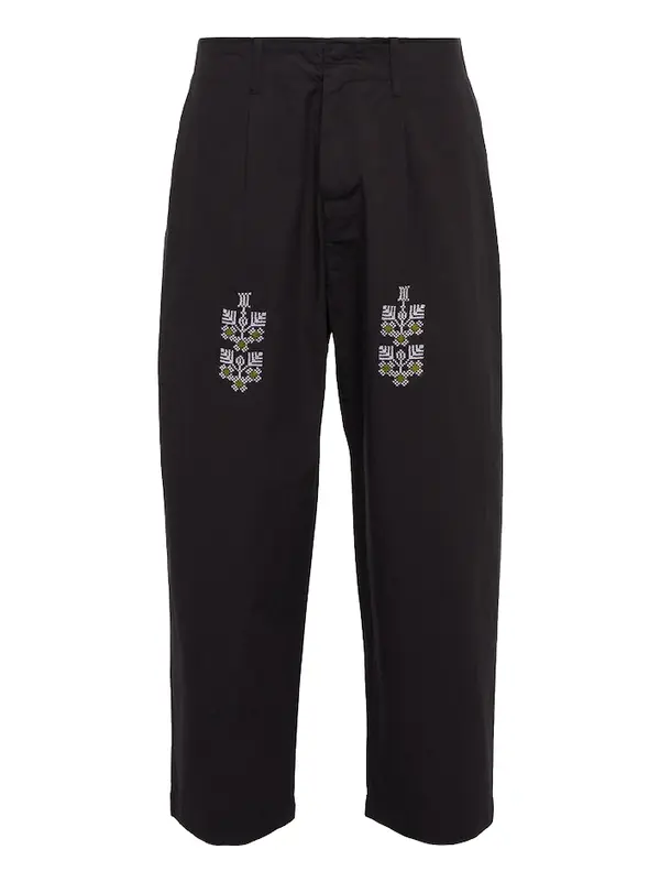ADISH Qrunful Embroidered Cotton Pants - Black