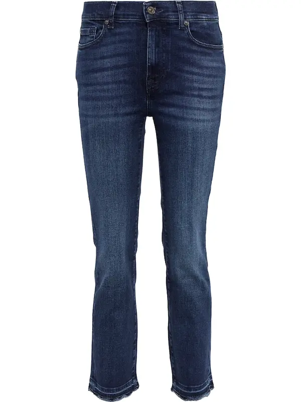 7 For All Mankind The Straight Crop High-rise Jeans - Blue