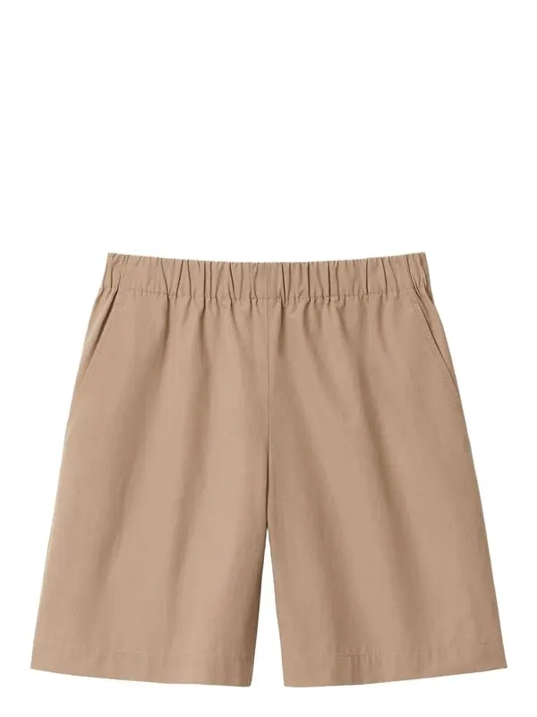 Lafayette 148 New York Organic Cotton Poplin Wide Leg Shorts - Brownstone