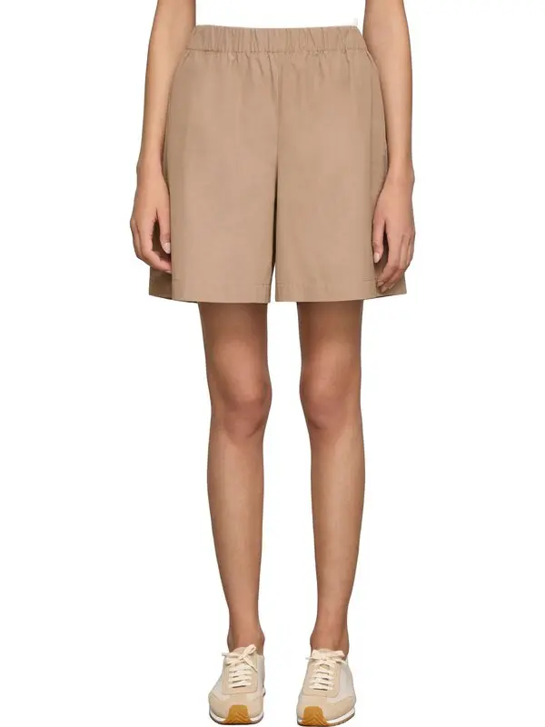 Lafayette 148 New York Organic Cotton Poplin Wide Leg Shorts - Brownstone