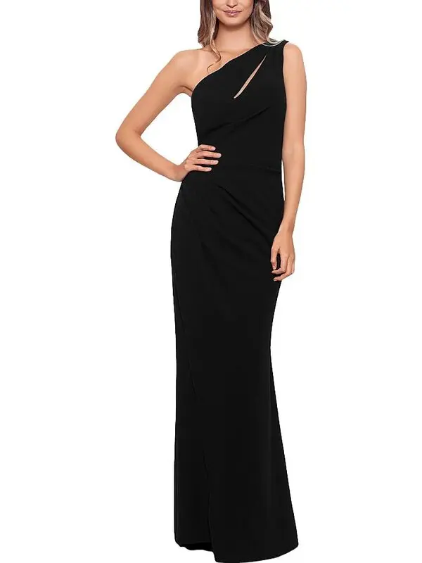 Aqua Cutout One Shoulder Gown - Black