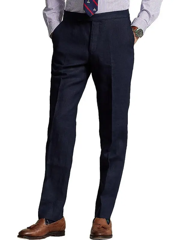 Polo Ralph Lauren Tailored Fit Linen Trousers - Dark Navy