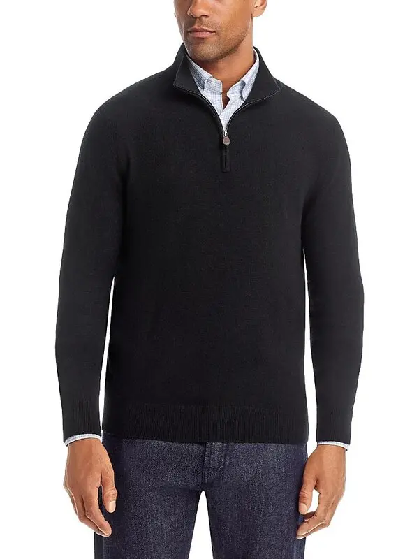Bloomingdale'S Quarter Zip Cashmere Sweater - Black