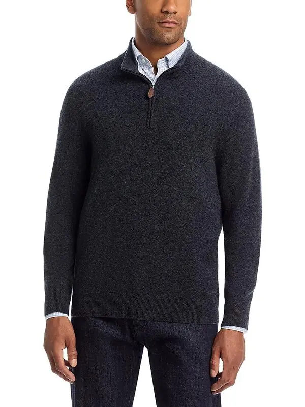 Bloomingdale'S Quarter Zip Cashmere Sweater - Coal
