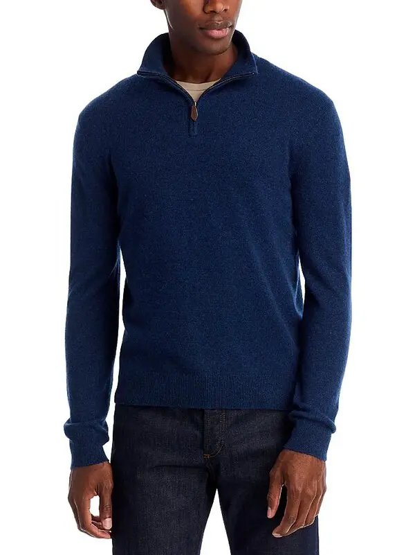 Bloomingdale'S Cashmere Half-zip Sweater - Deep Blue
