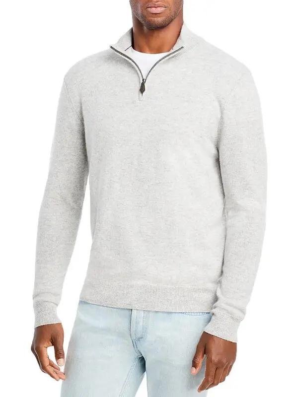 Bloomingdale'S Cashmere Half-zip Sweater - Dove Gray