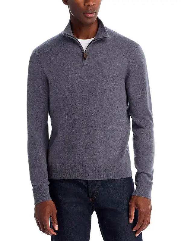 Bloomingdale'S Cashmere Half-zip Sweater - Gunmetal