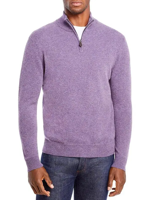 Bloomingdale'S Cashmere Half-zip Sweater - Heather Purple