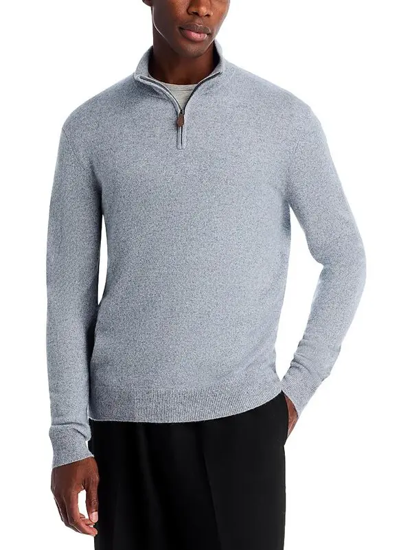 Bloomingdale'S Cashmere Half-zip Sweater - Light Grey Twist