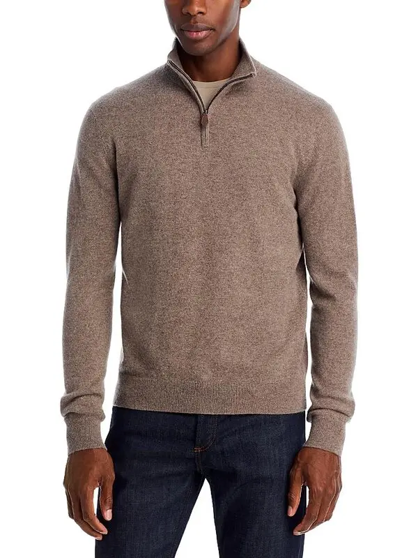 Bloomingdale'S Cashmere Half-zip Sweater - Mushroom