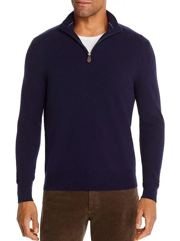 Bloomingdale'S Cashmere Half-zip Sweater - Navy