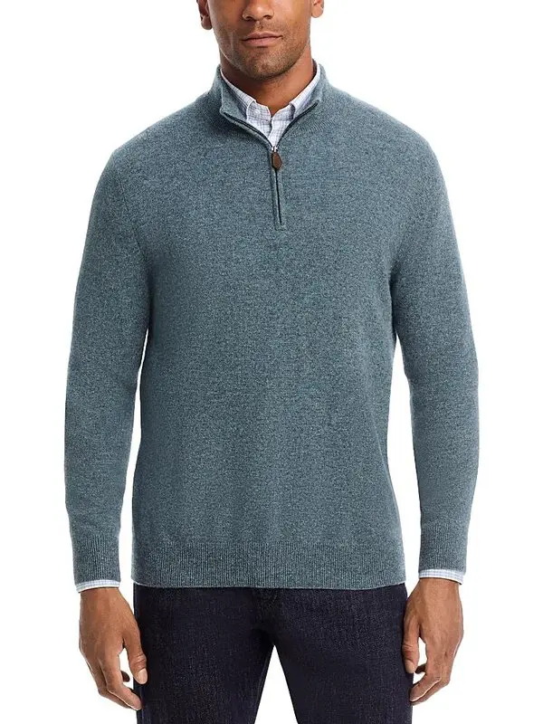 Bloomingdale'S Quarter Zip Cashmere Sweater - Seaglass