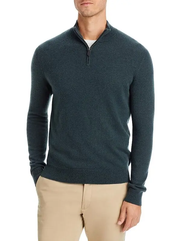 Bloomingdale'S Cashmere Quarter Zip Sweater - Slate Green