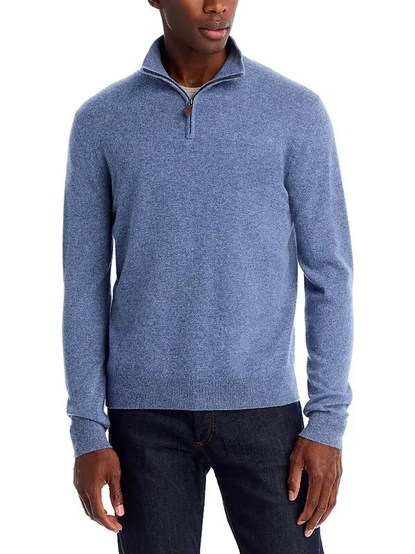 Bloomingdale'S Cashmere Half-zip Sweater - Stone Wash