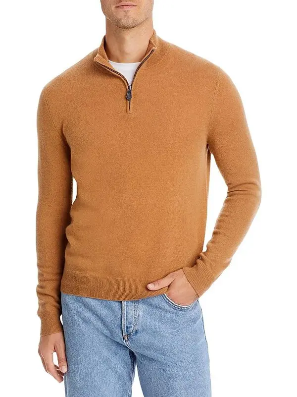 Bloomingdale'S Cashmere Half-zip Sweater - Tobacco