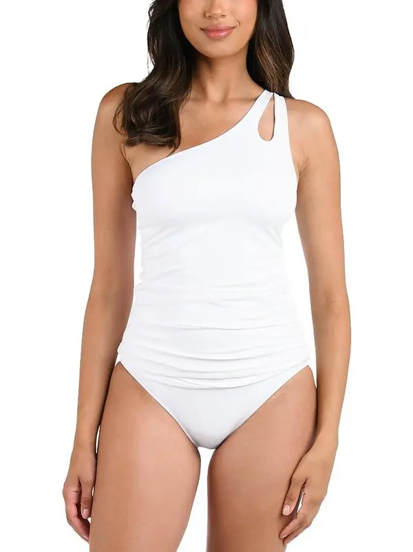 La Blanca One-shoulder Tankini Top - White