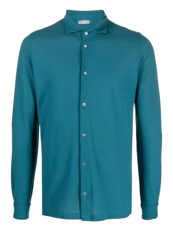 ZANONE Longsleeved Organic Cotton Shirt - Blue