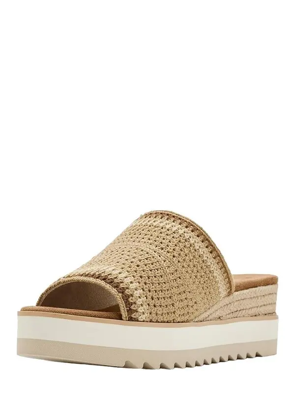 Toms Diana Mule Raffia Platform Heels - Brown