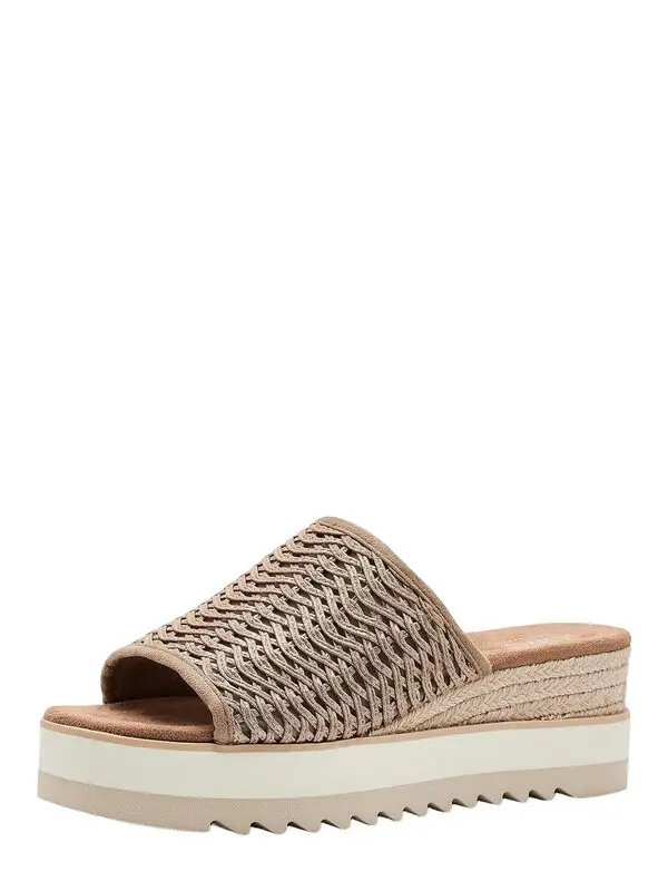 Toms Diana Mule Raffia Platform Heels - Multicolor