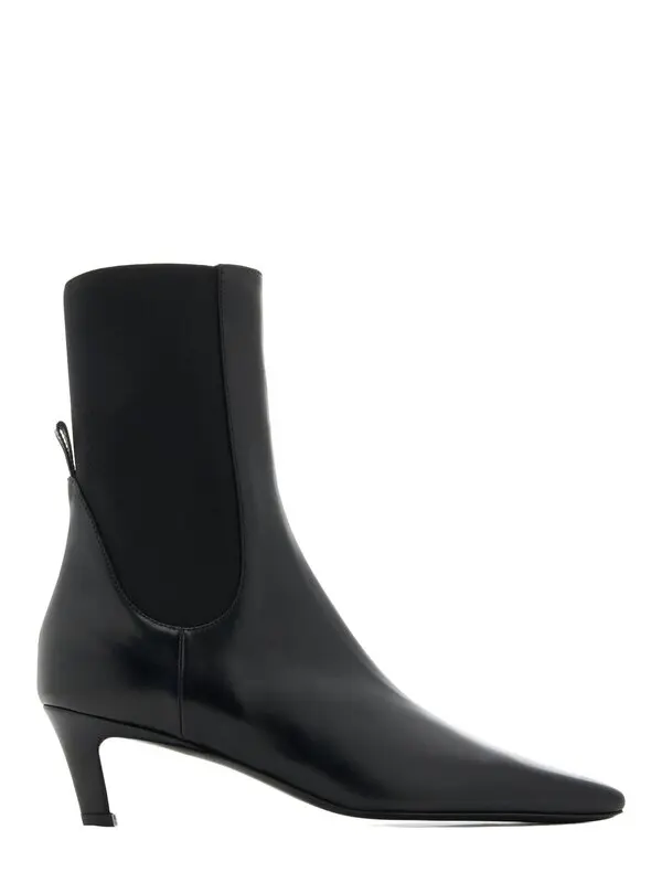 TOTEME Mid Heel Leather Boots - Black