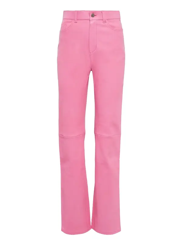 Stouls Terry High-rise Straight Leather Pants - Pink