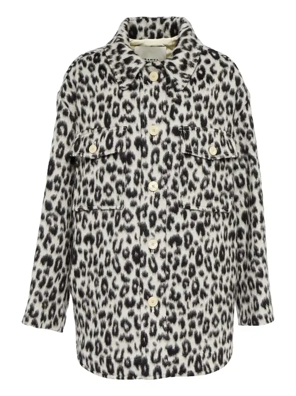 Isabel Marant Odelino Leopard-print Virgin Wool Jacket - Black