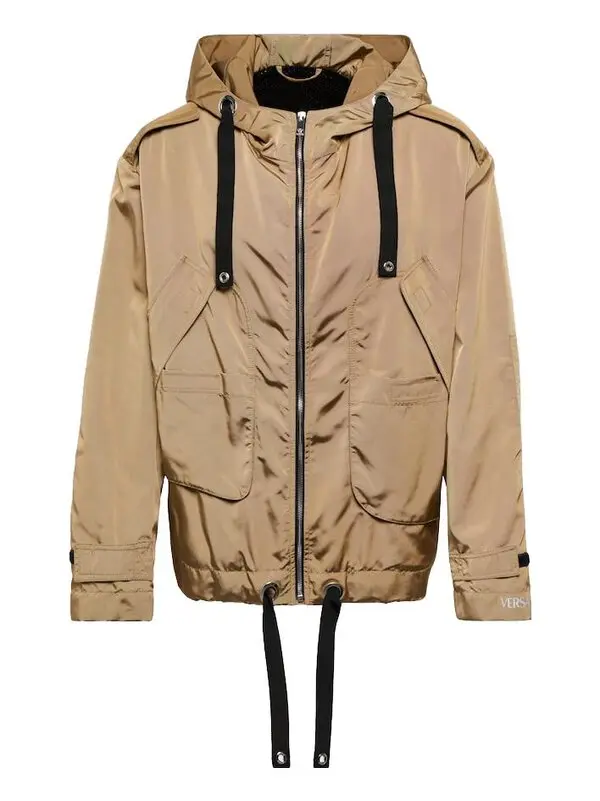 Versace Hooded Nylon Jacket - Brown