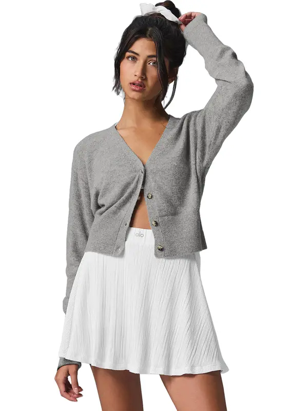 Alo Yoga Cashmere Jet Set Cardigan Sweatshirt - Dove Grey Heather