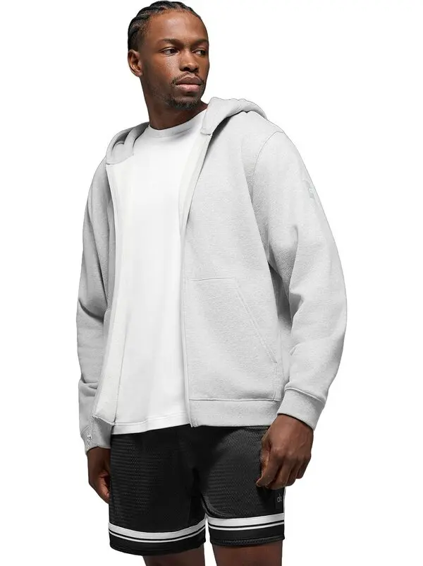 Alo Yoga Renown Heavyweight Full Zip Hoodie - Athletic Heather Grey