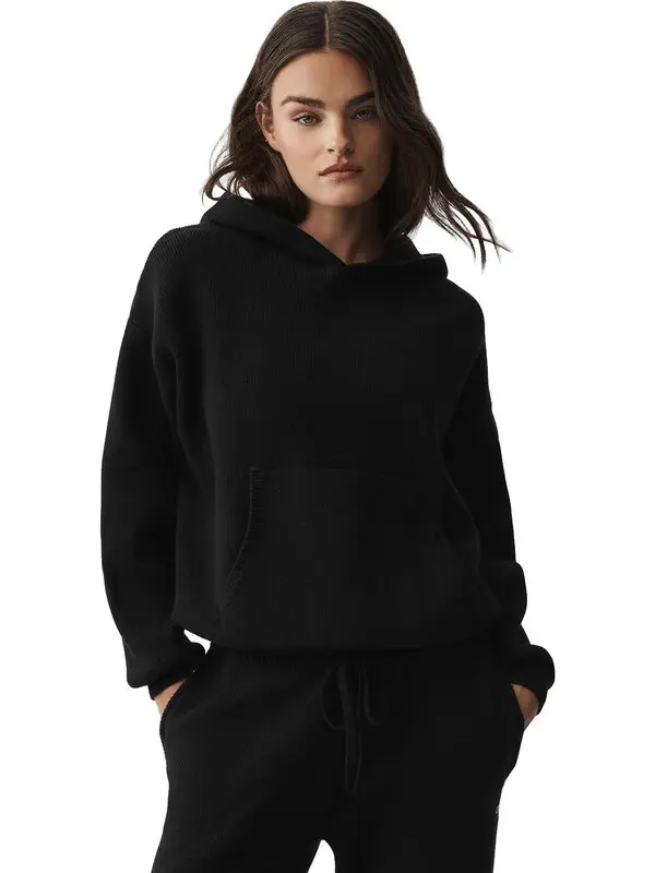 Alo Yoga Scholar Hooded Sweater Top - Black