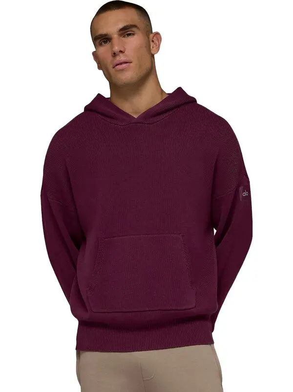 Alo Yoga Scholar Hooded Sweater Top - Burgundy