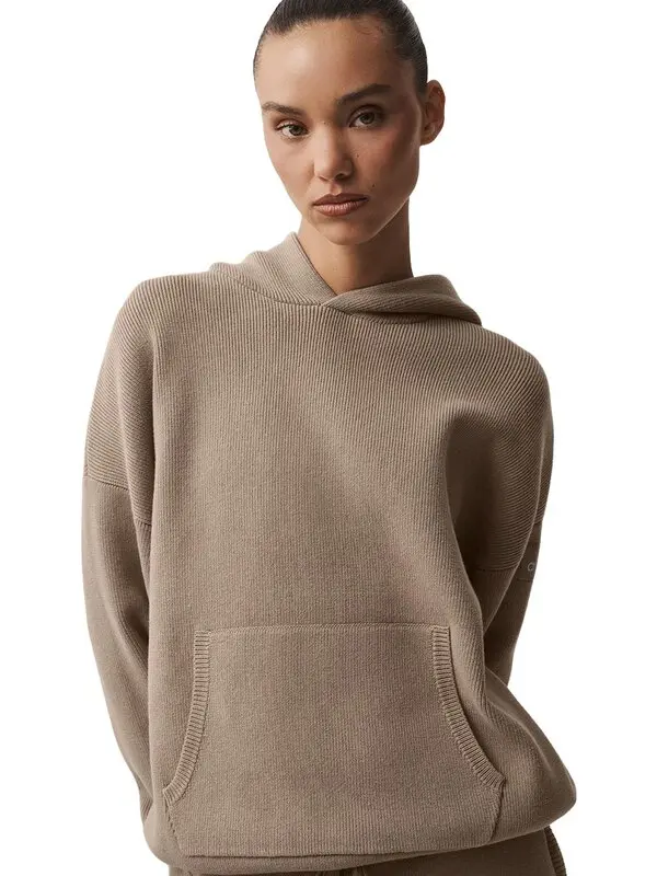 Alo Yoga Scholar Hooded Sweater Top - Gravel