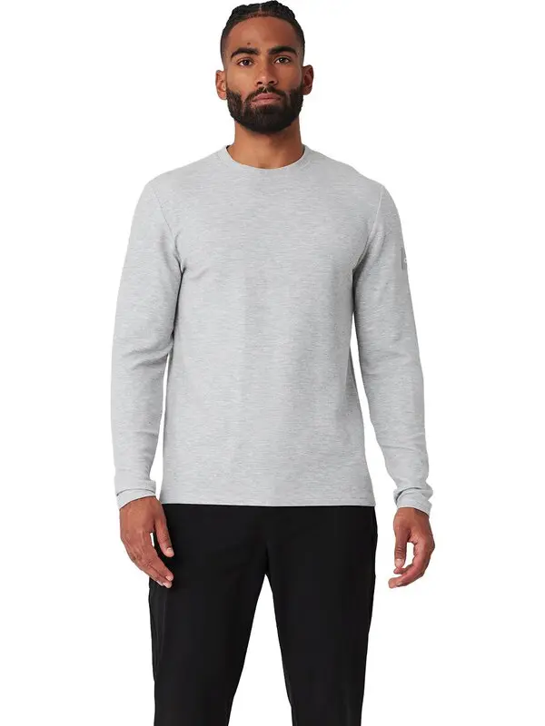 Alo Yoga Micro Waffle Fast Break Long Sleeve Tee - Athletic Heather Grey