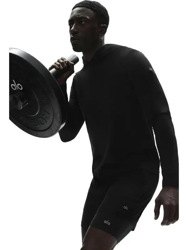 Alo Yoga Conquer Reform Long Sleeve With Hood Top - Black