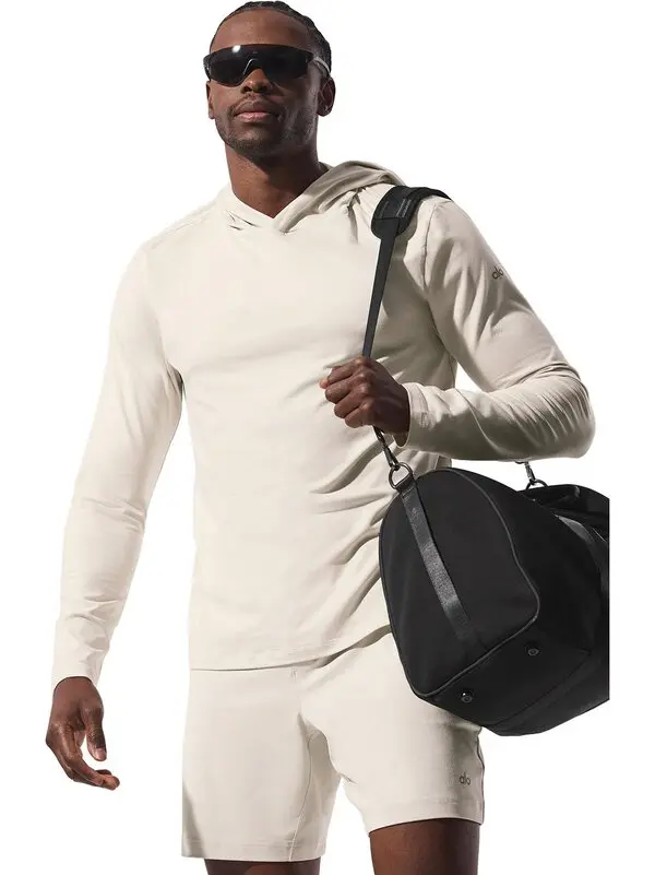 Alo Yoga Conquer Reform Long Sleeve With Hood Top - Bone