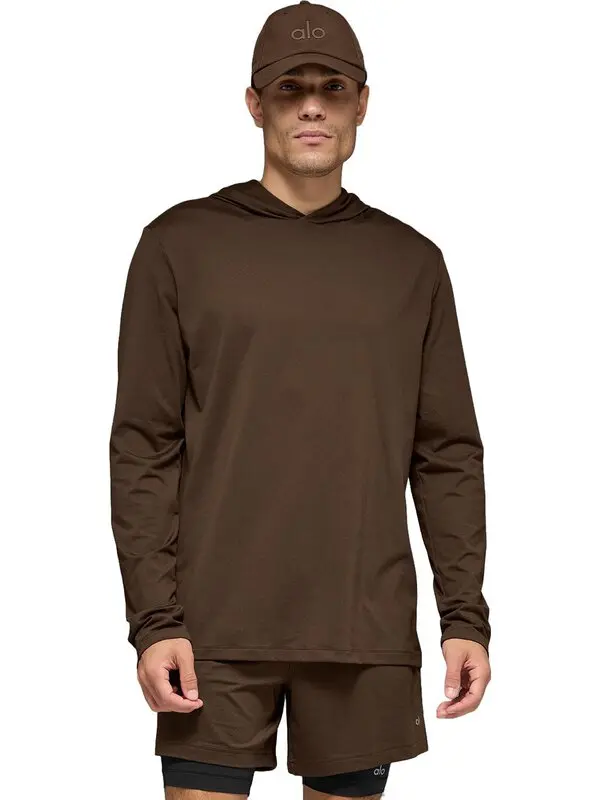 Alo Yoga Conquer Reform Long Sleeve With Hood Top - Espresso