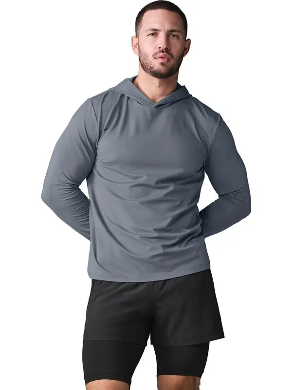 Alo Yoga Conquer Reform Long Sleeve With Hood Top - Steel Grey