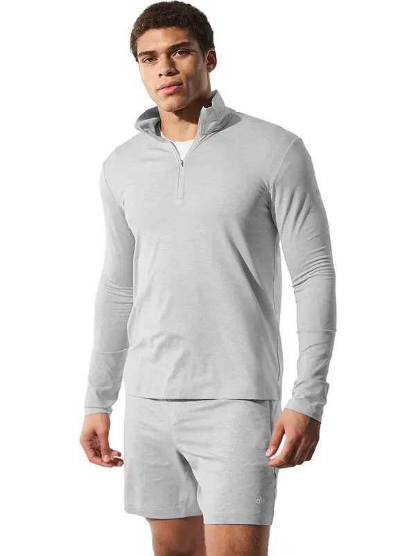 Alo Yoga Conquer 1/4 Zip Reform Long Sleeve Sweatshirt - Athletic Heather Grey