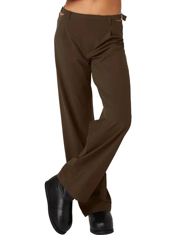 Alo Yoga Mid-rise Straight Leg Trousers - Espresso