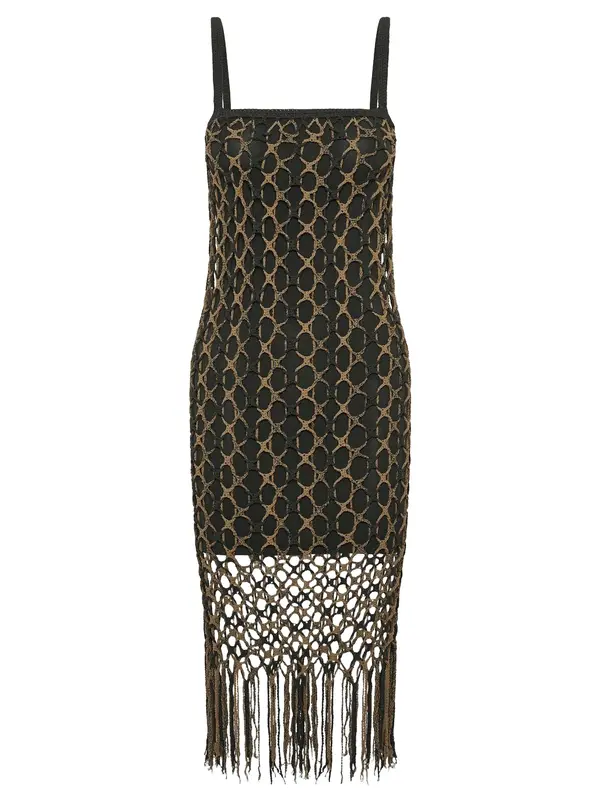 DION LEE Crochet-net Layered Midi Dress - Green