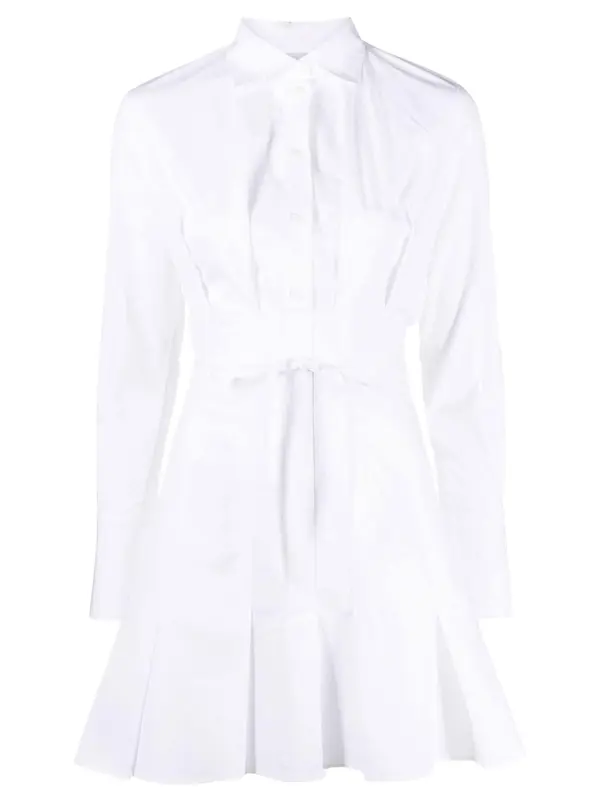 Patou Pleat-detail Mini Shirtdress - White